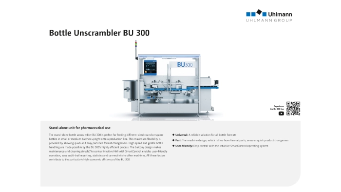 Uhlmann Pac-Systeme | BU 300 Solid Bottle Packaging Line