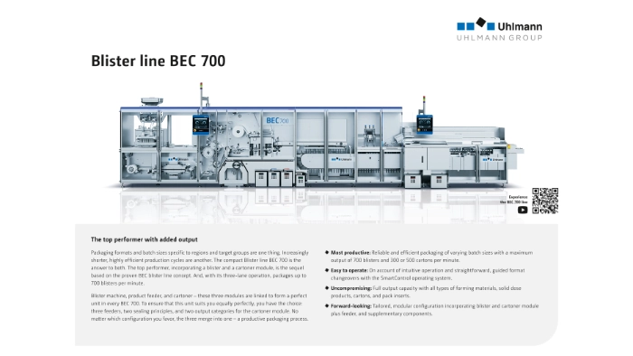 BEC 700 | High performance in pharmaceutical packaging